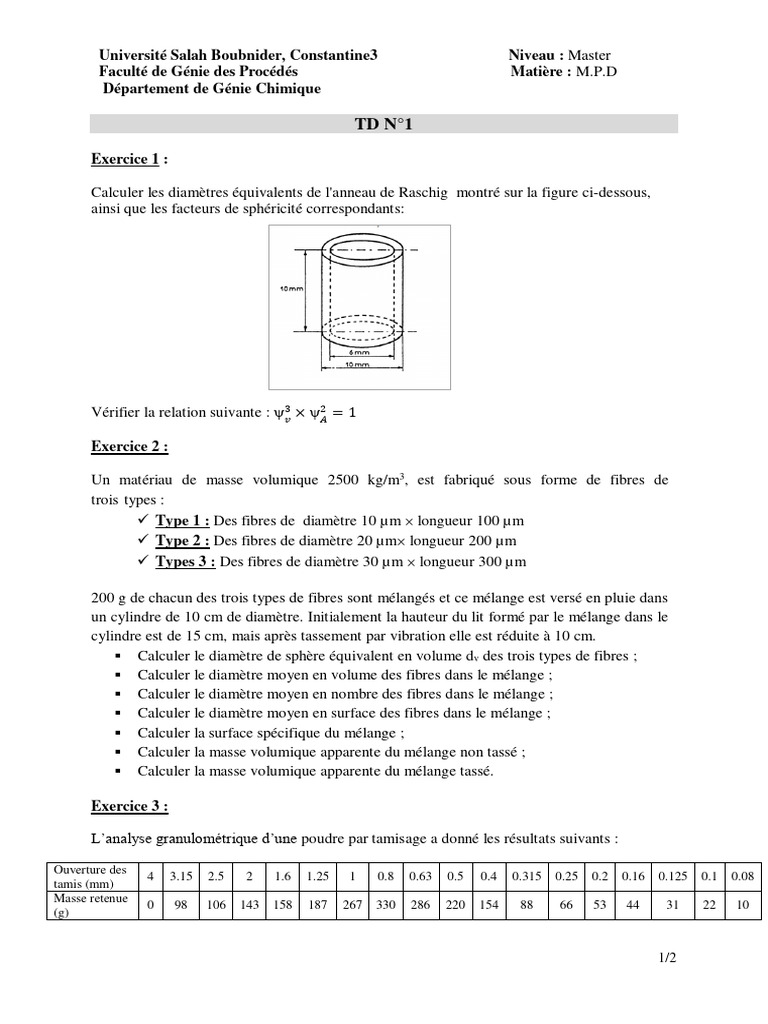 Série de TD N°1-1 | PDF