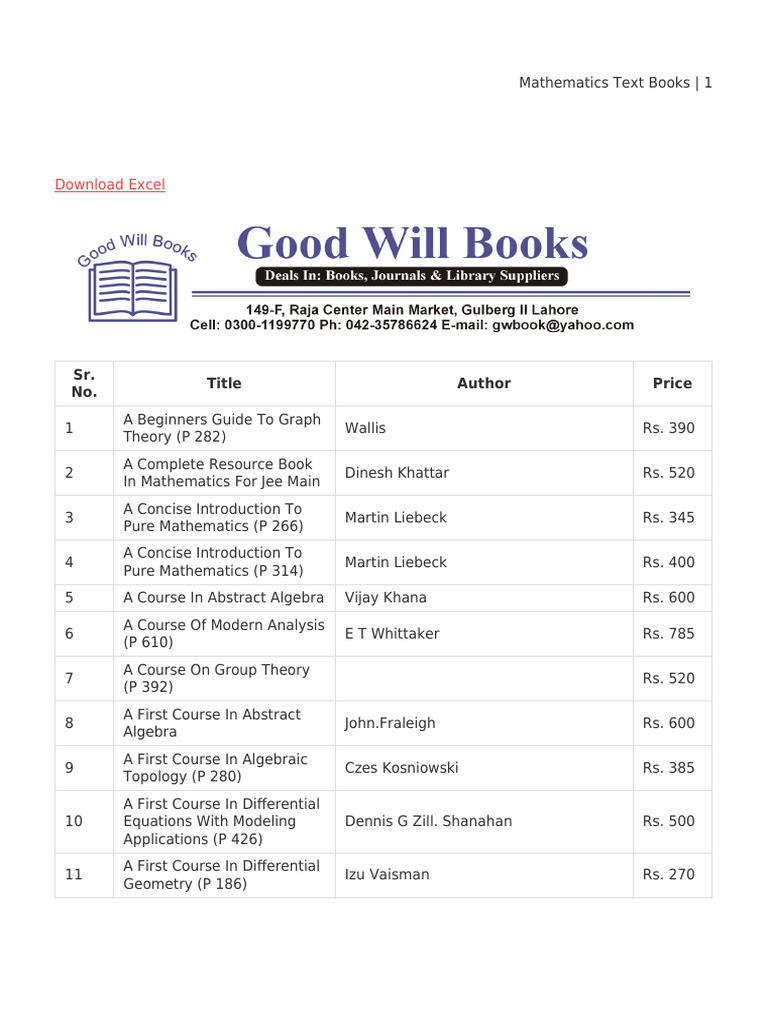 Mathematics Text Books | PDF