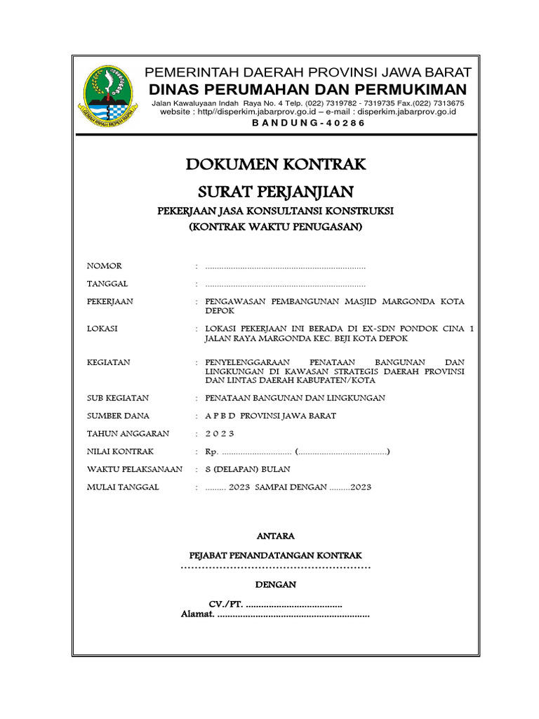 Draft Kontrak PWS Masjid Margonda Depok | PDF