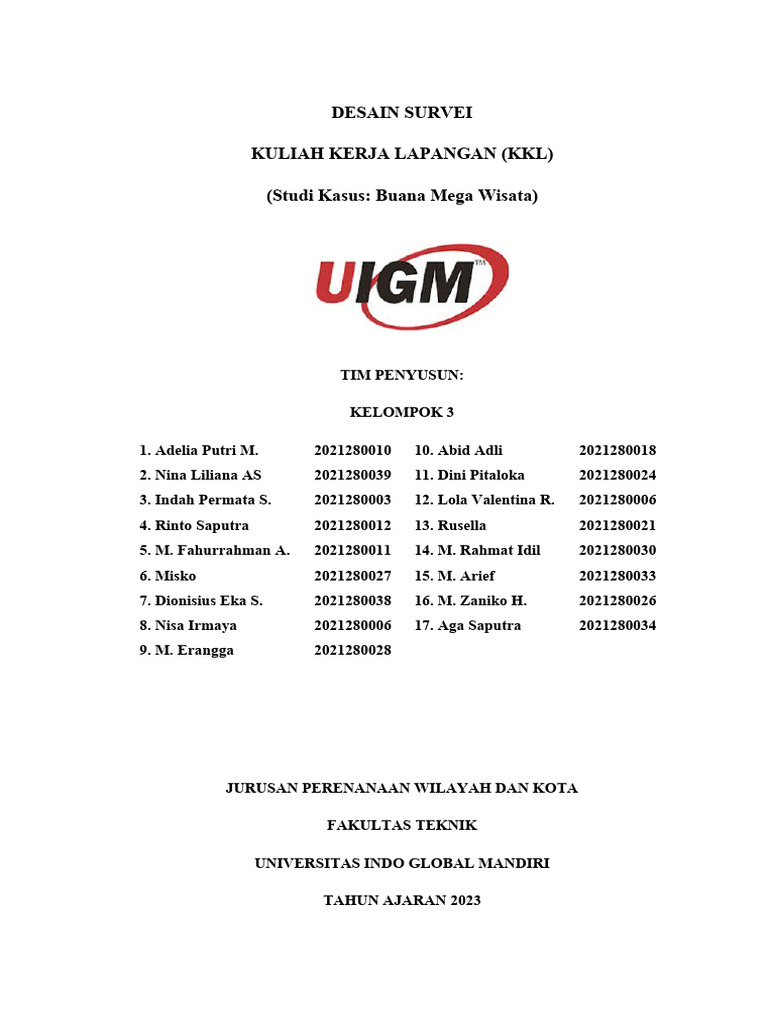 Desain Survei KKL Kelompok 3 | PDF
