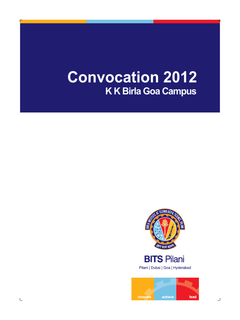 CONVOCATION - BROCHURE - 2012 Goa | PDF
