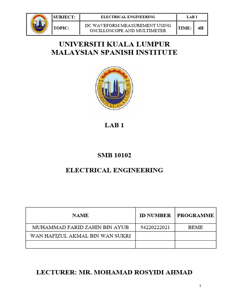 Lab 1 Multimeter Osc | PDF