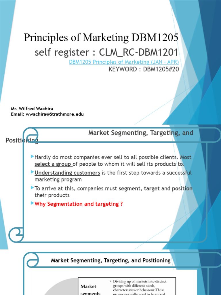 Principles of Marketing - Segmentation Targeting | PDF