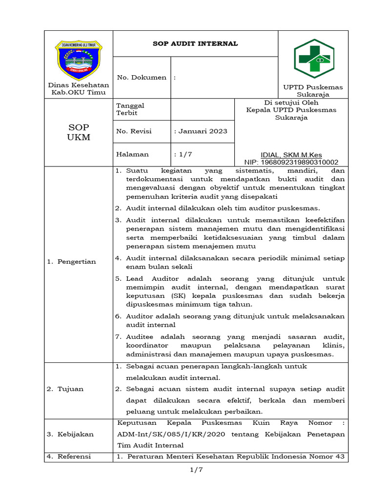 Contoh Sop Audit Internal | PDF