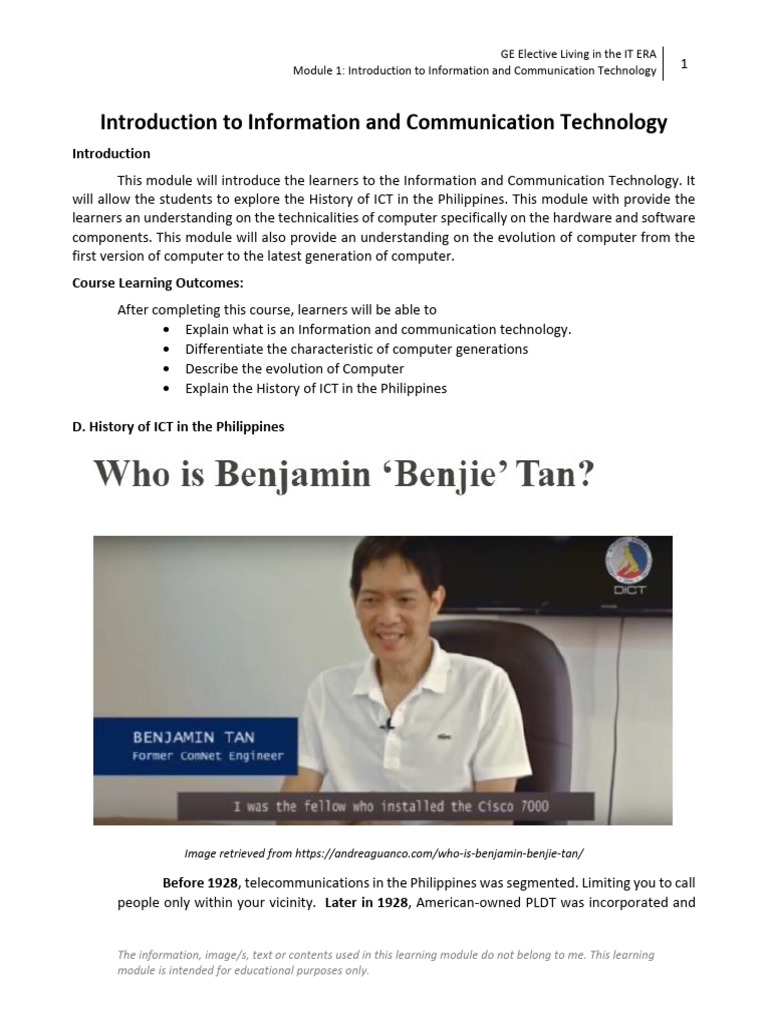 Prelim Module 1 Week 5 History Ict in The Philippines | PDF