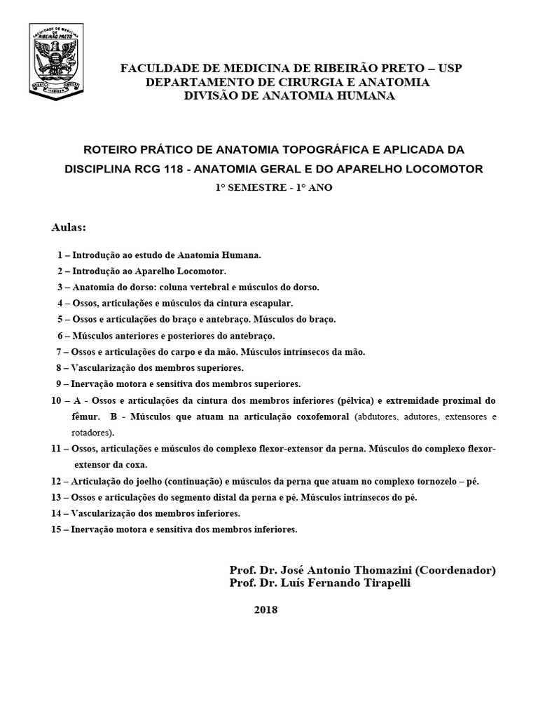 Roteiro Prático RCG 0118 2018 | PDF