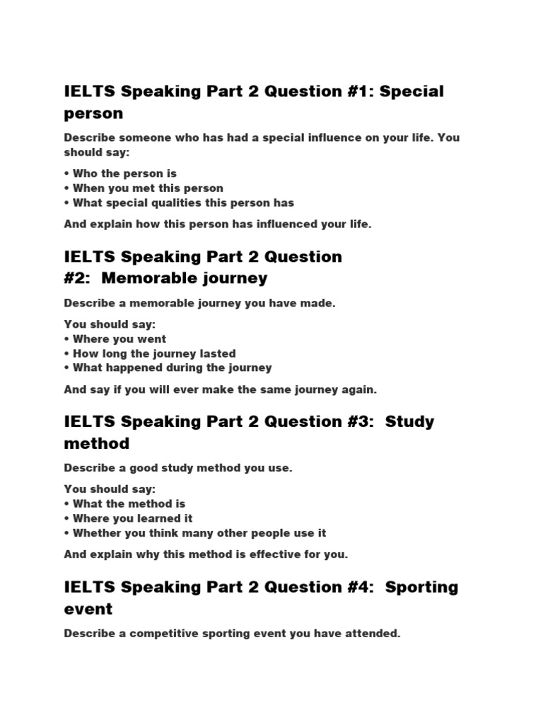 IELTS Speaking Part 2 Question | PDF