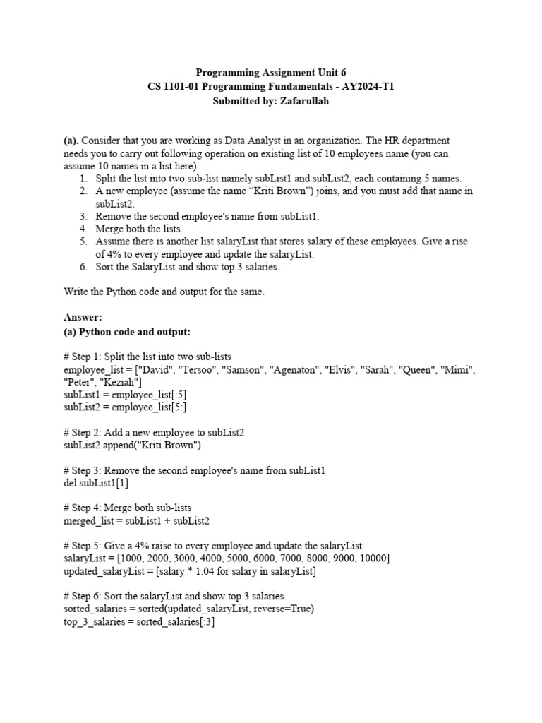 Programming Assignment Unit 6 | PDF Programming Assignment Unit 6 | PDF