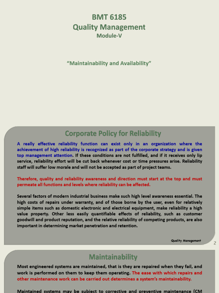 Reliability & Maintenance Strategy | PDF