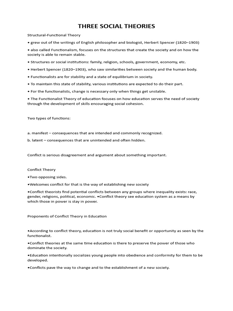 Three Social Theories | PDF
