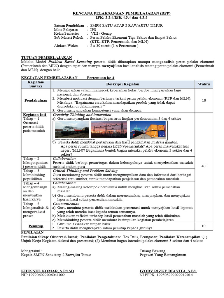 RPP IPS Kelas 8 SMTR 2 Pertemuan IV | PDF RPP IPS Kelas 8 SMTR 2 Pertemuan IV | PDF