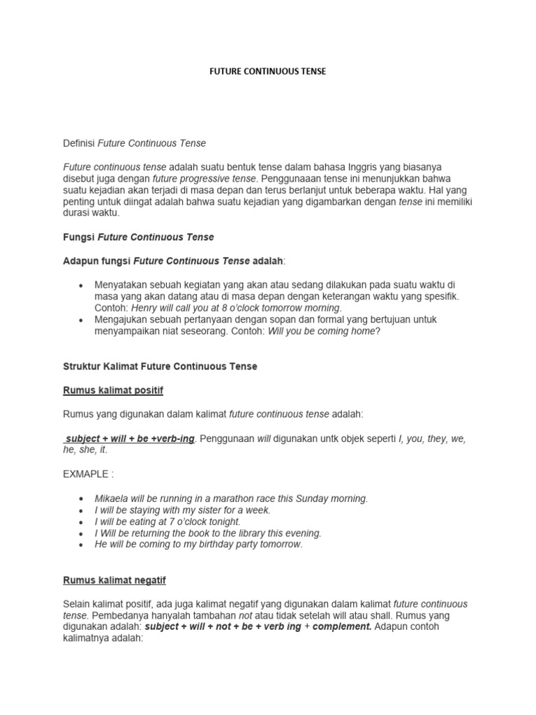 Future Continuous Tense | PDF