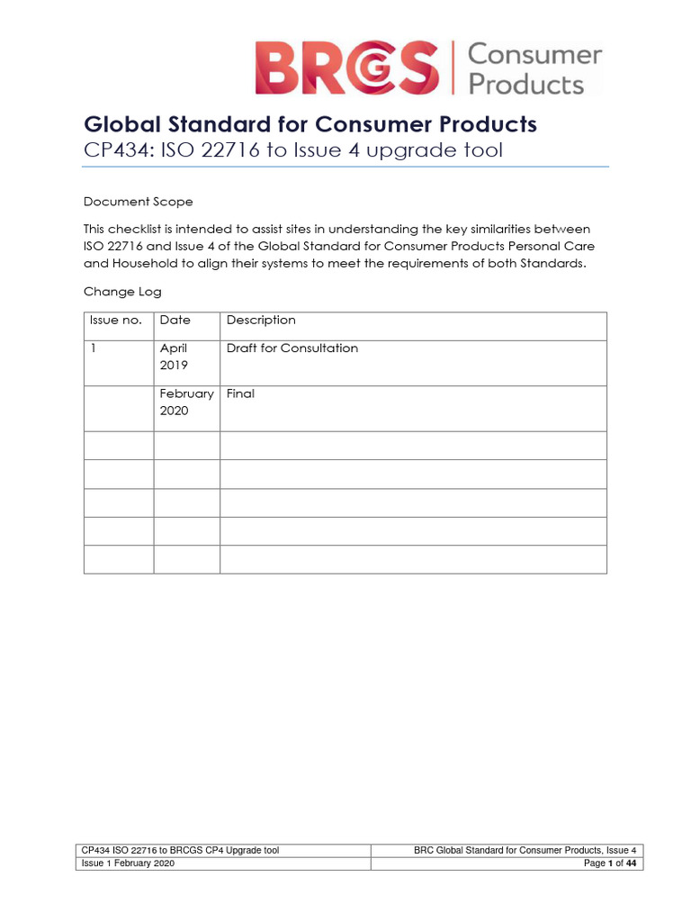 ISO 22716 To Issue 4 BRC | PDF
