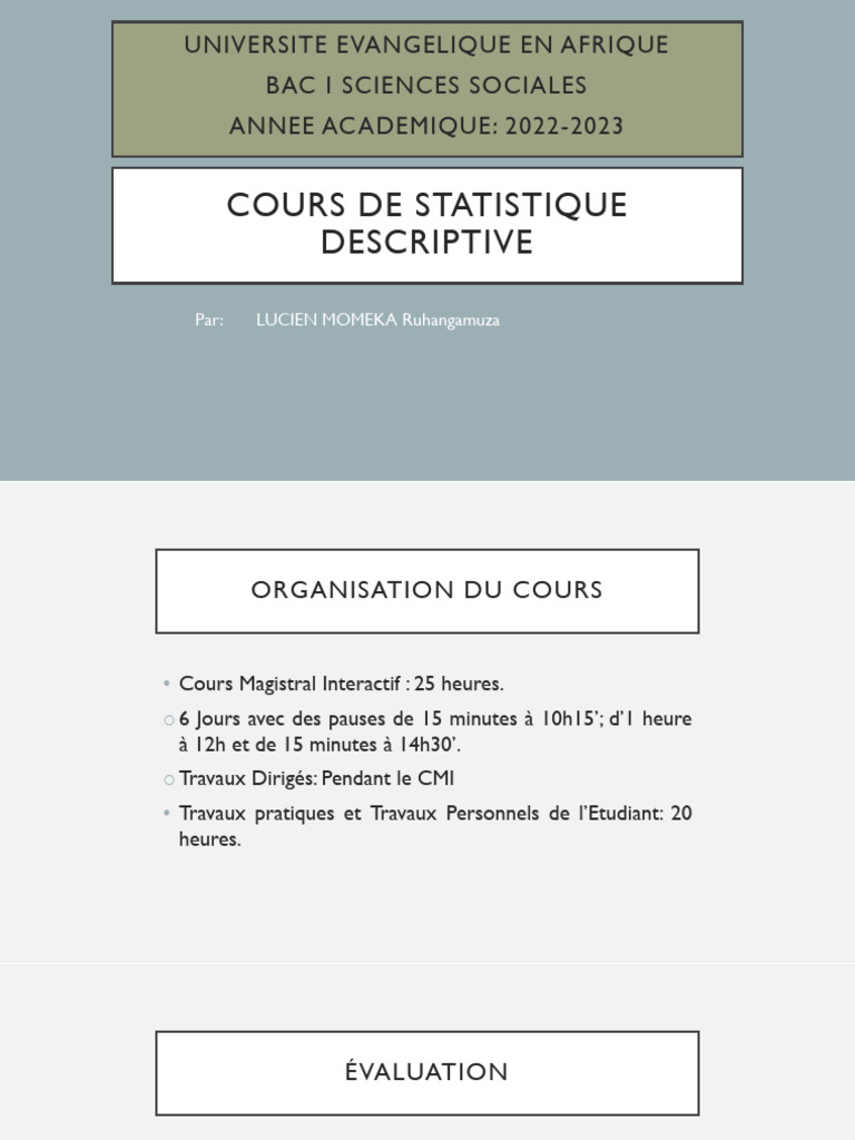Cours de Statistique Descriptive - SS | PDF