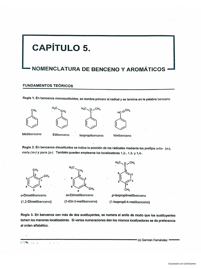 Nomenclatura de Benzeno y Aromáticos | PDF