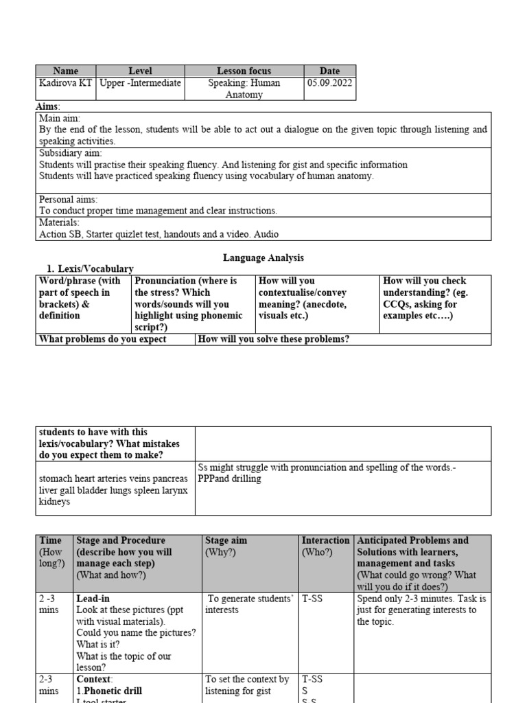 Lesson Plan Action | PDF
