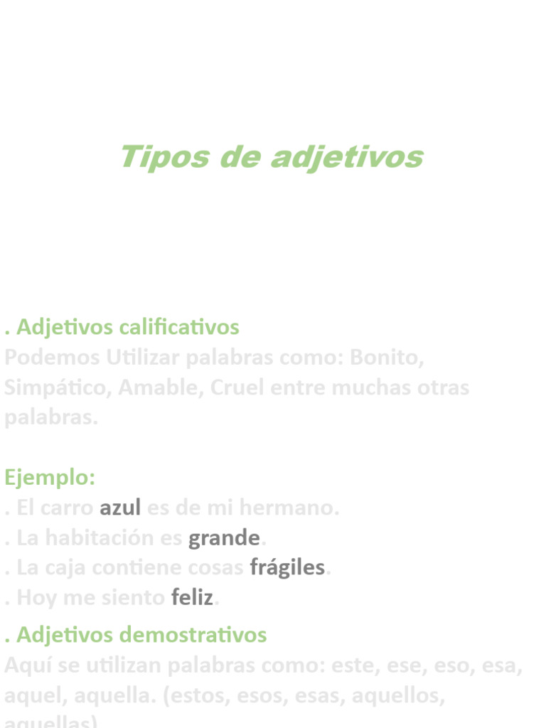 Tipos de Adjetivo | PDF