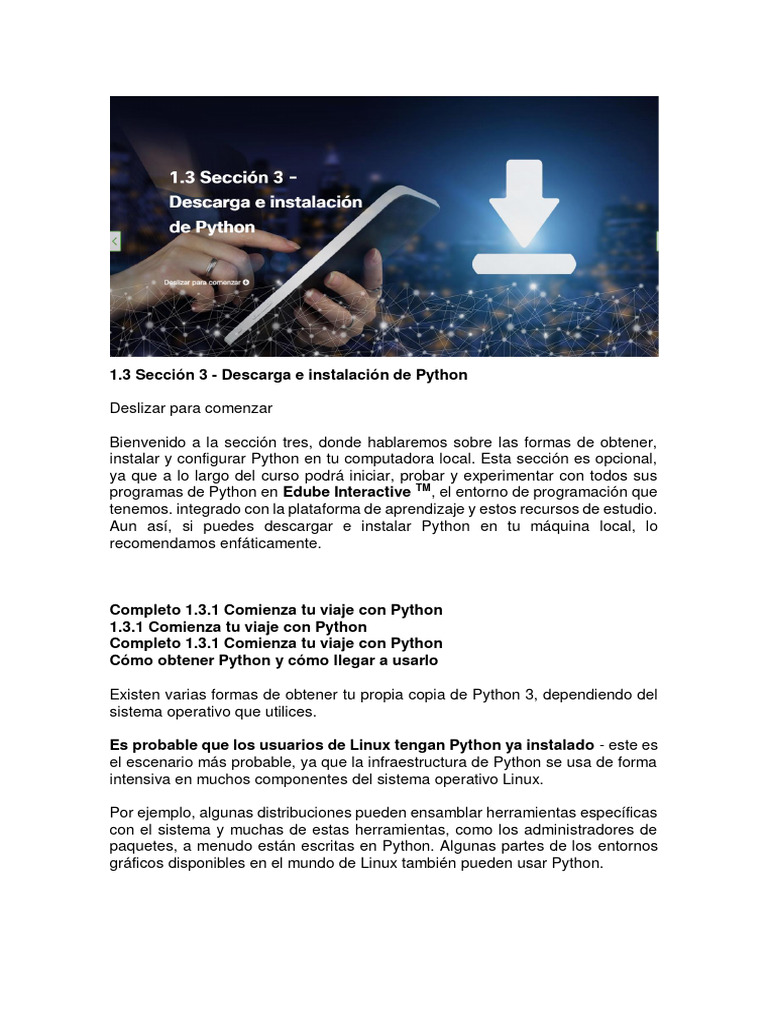 Descarga e instalación de Python 3 | PDF