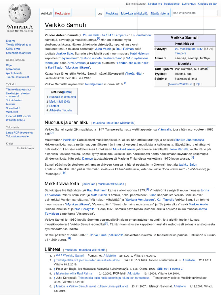 Veikko Samuli - Wikipedia | PDF