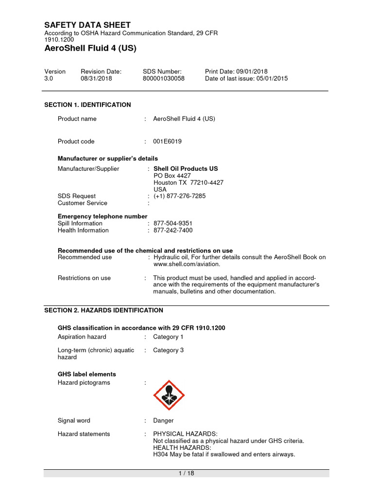 Aeroshell Fluid 4 Gal Mil-H-5606a | PDF
