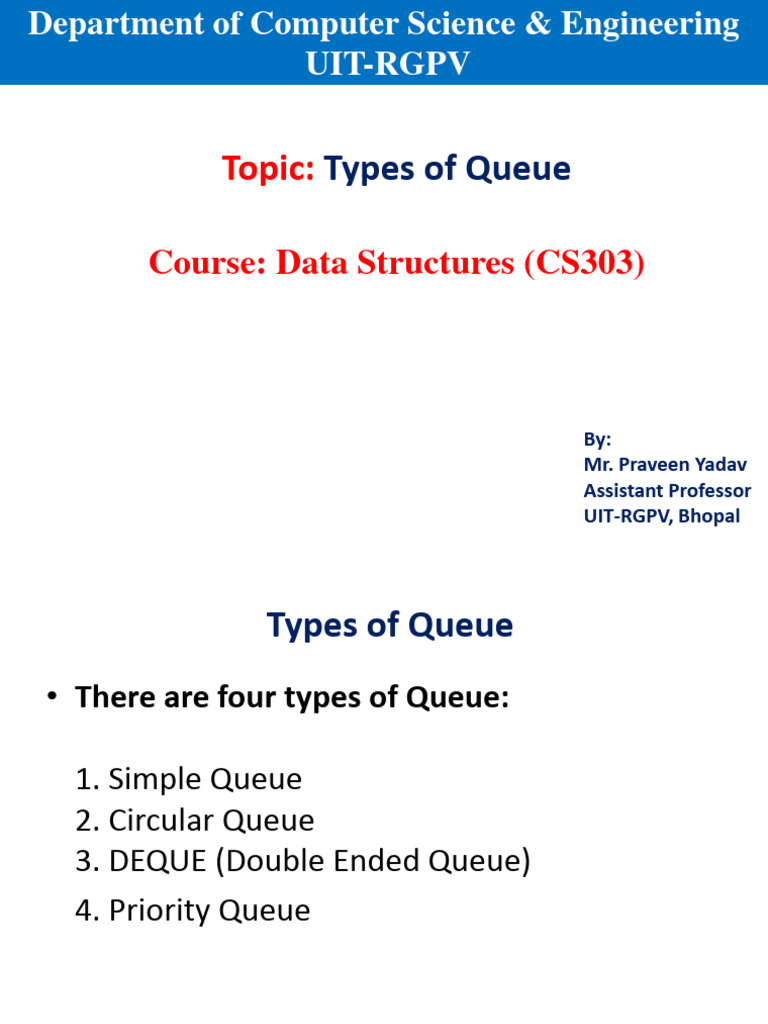 Queue Types for CS Students | PDF | Teaching Methods & Materials