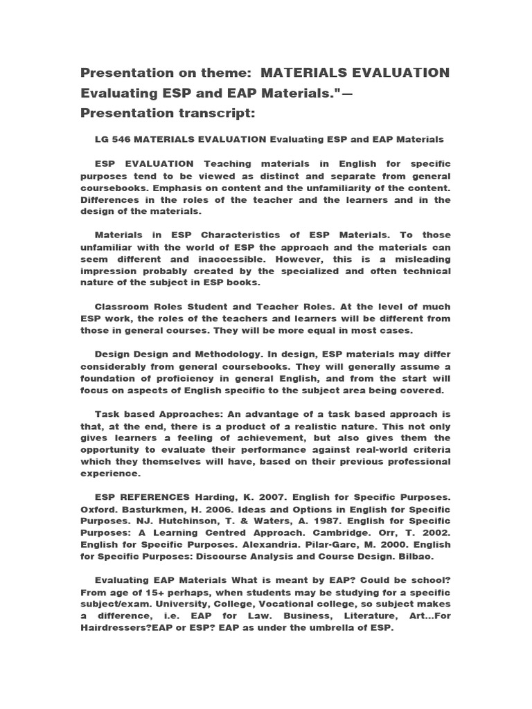 Materials Evaluation in ESP | PDF