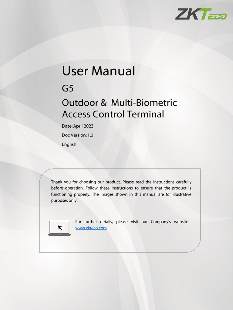 G5 Outdoor and Multi Biometric Access Control Terminal - User Manual V1 ...