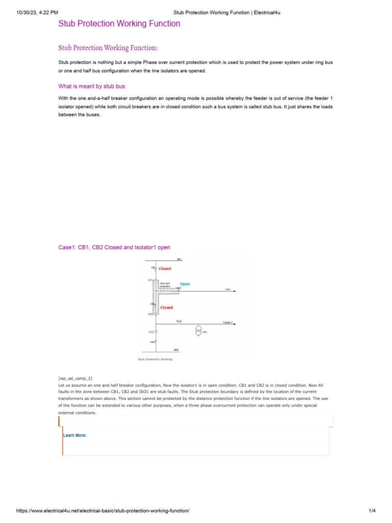 Stub Protection Working Function Electrical4u Pdf