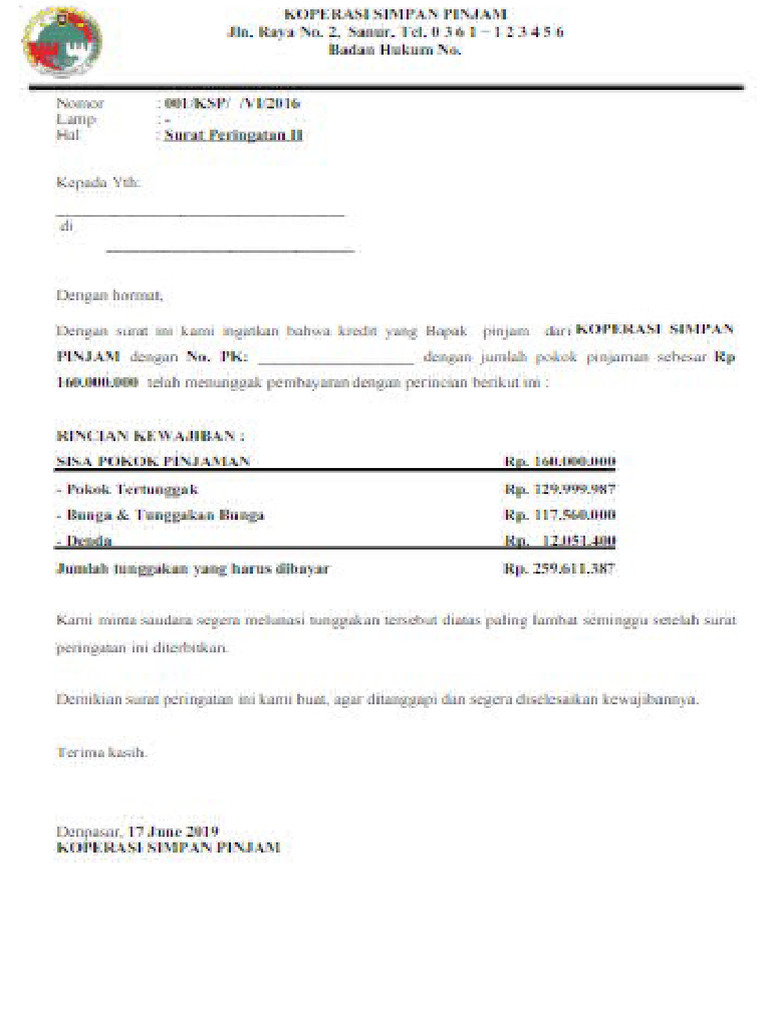 Contoh Surat Peringatan | PDF
