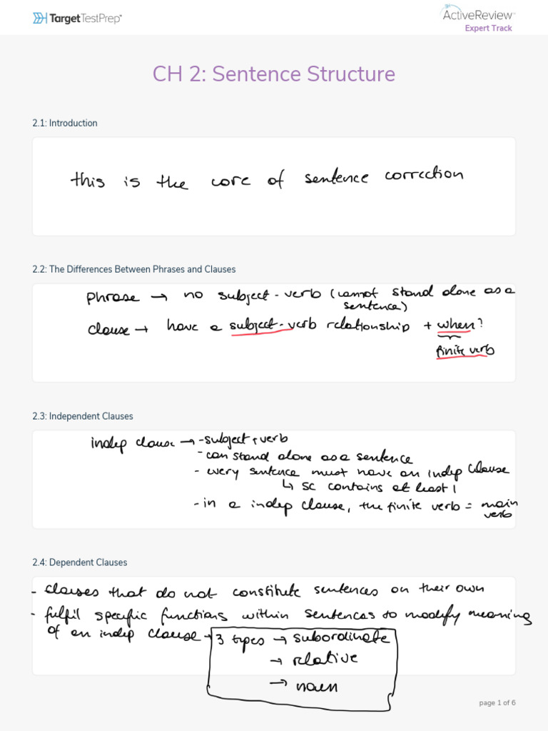 Advanced Sentence Structure Guide | PDF