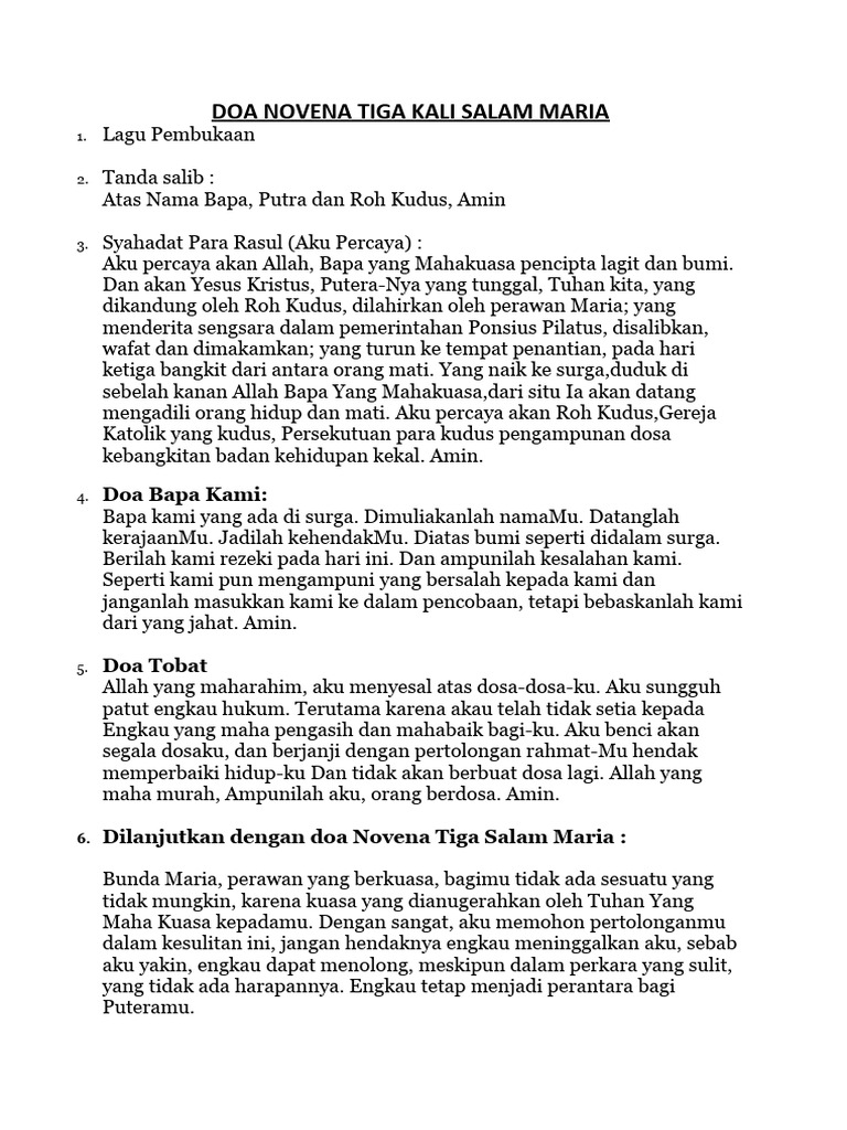 Doa Tiga Kali Salam Maria | PDF