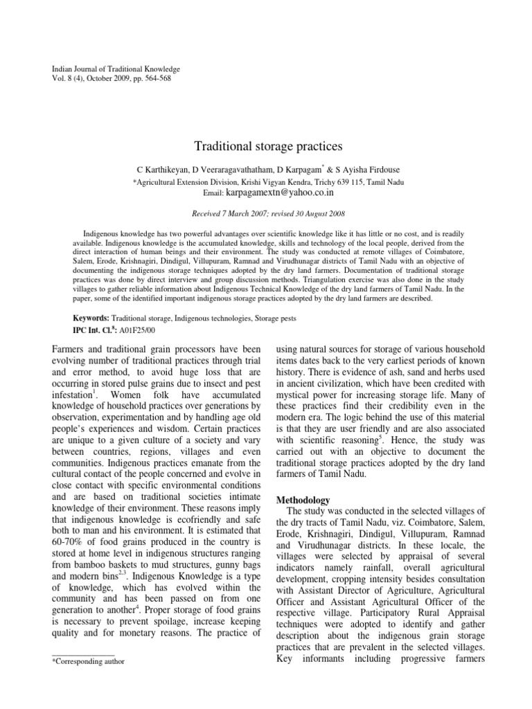 Post Harvest Storage Methods | PDF