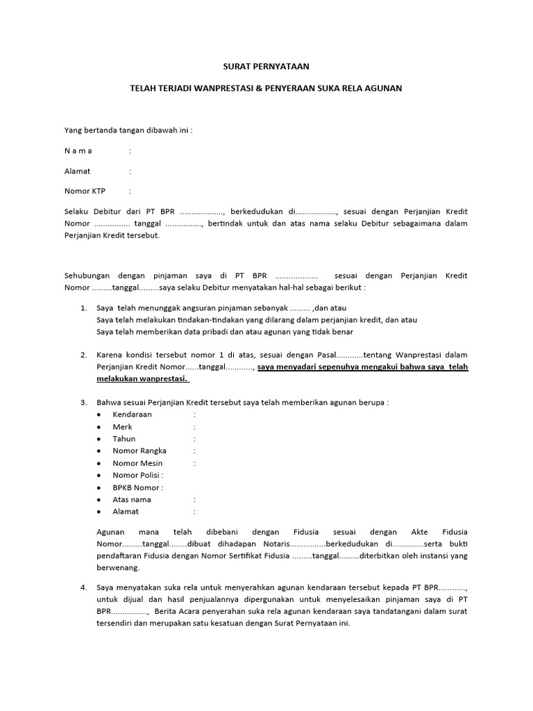 Surat Pernyataan Fidusia | PDF