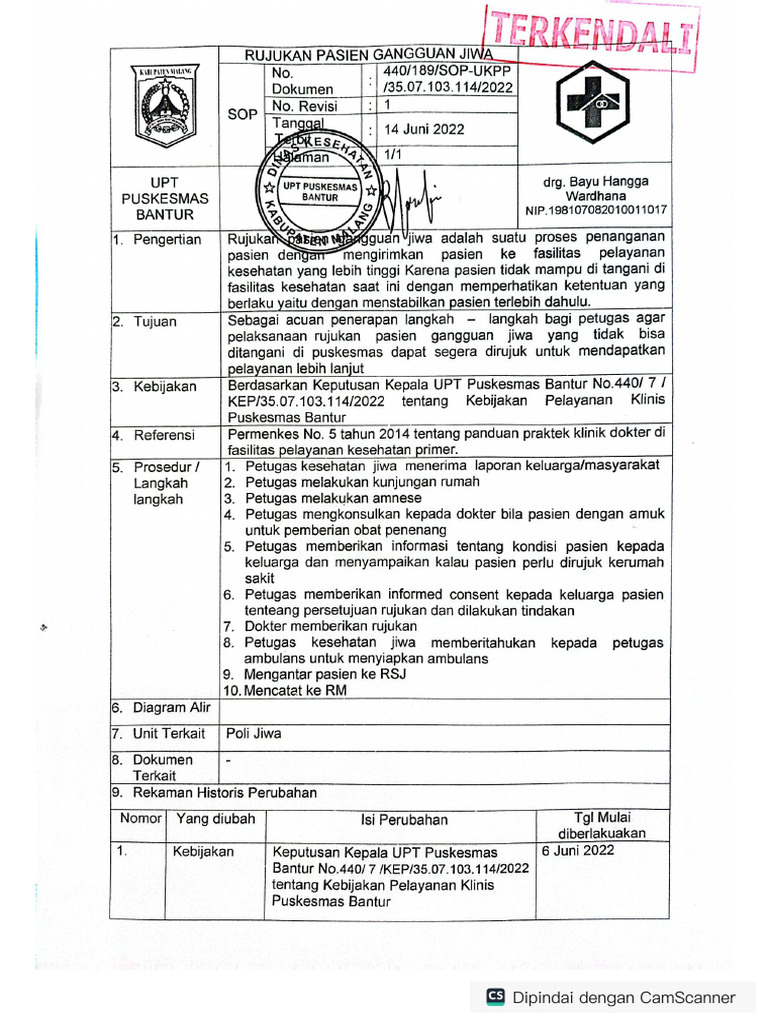 SOP Rujukan Pasien Gangguan Jiwa | PDF