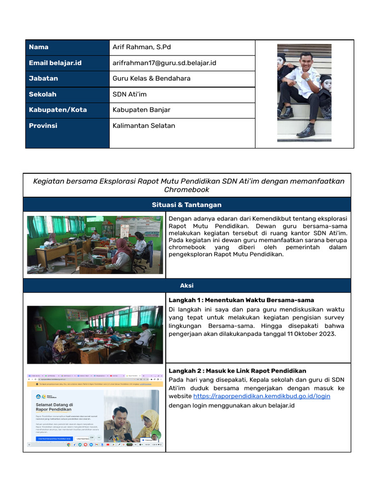 Arif Rahman, S.PD - SDN Ati'Im - Praktik Baik GWFE | PDF