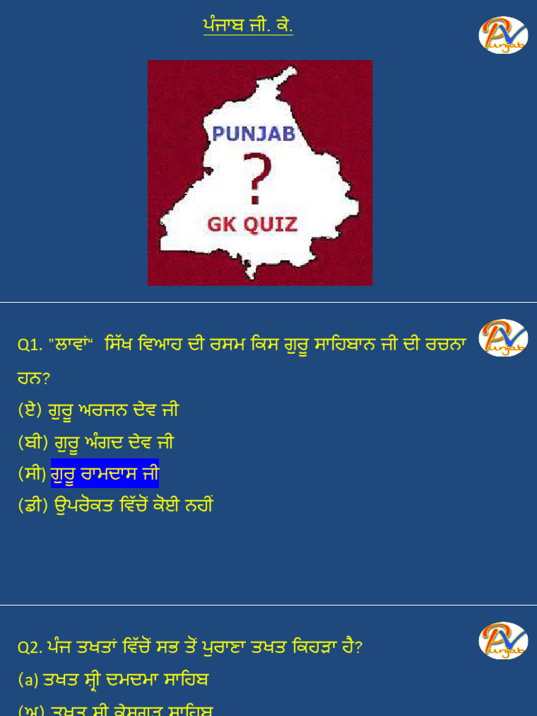Positive Punjab GK | PDF