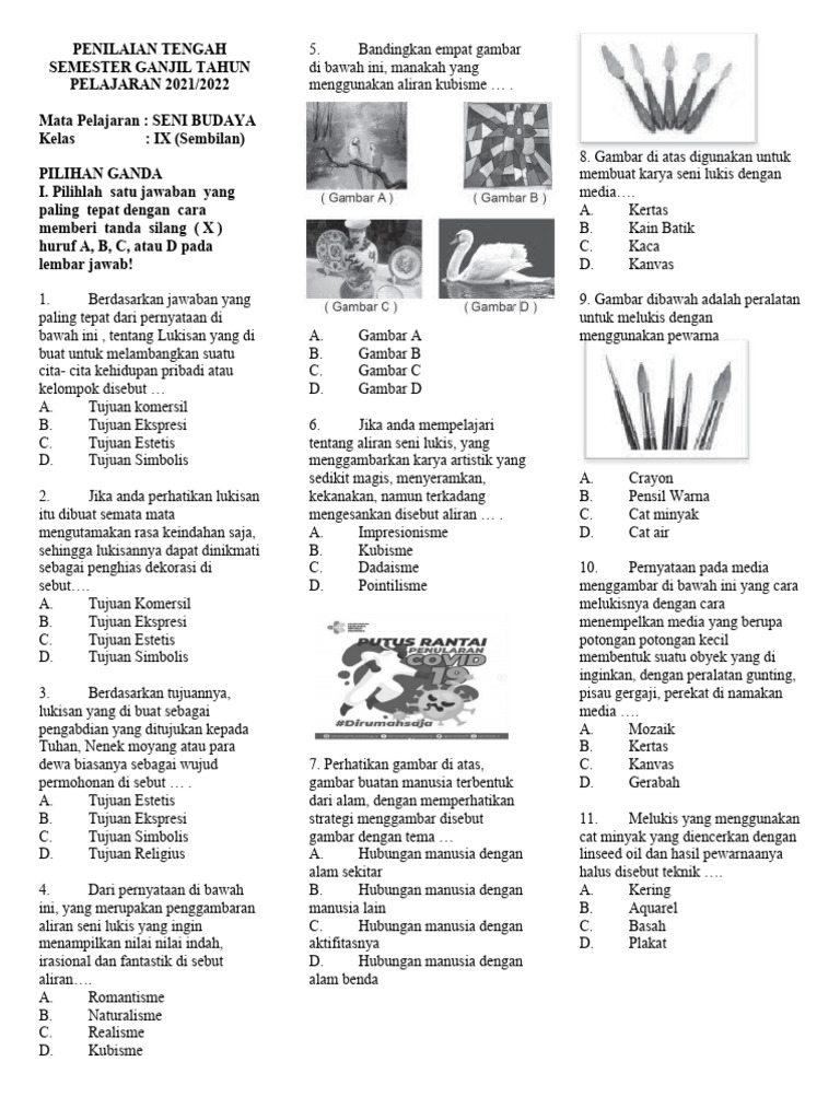 Soal PTS SBK KLS 9 Ganjil | PDF