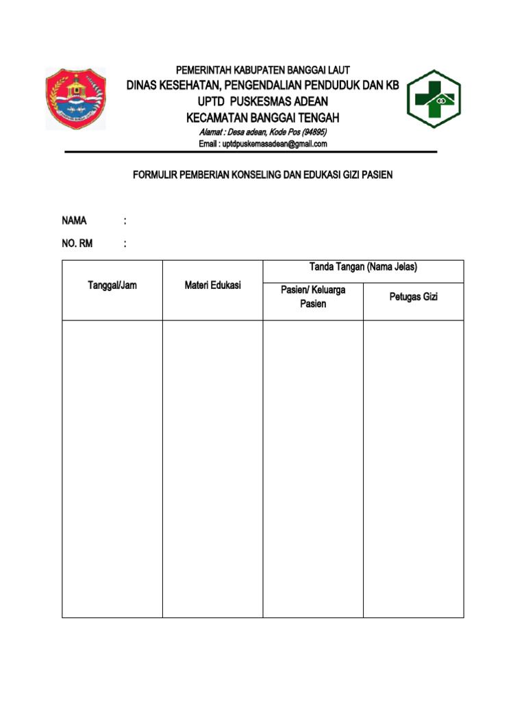 Form Hasil Konseling Gizi Kepada Pasien | PDF