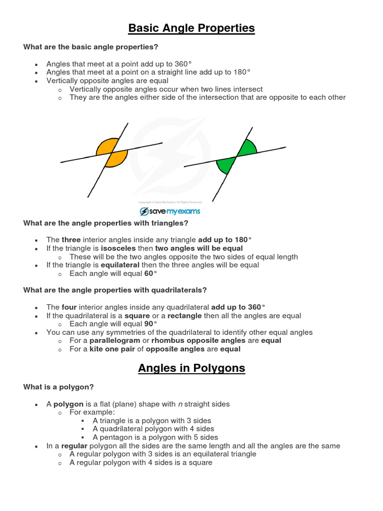 Basic Angle Properties For CP3 Students | PDF