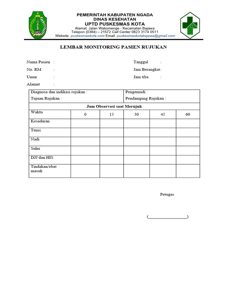 Lembar Monitoring Pasien Rujukan | PDF