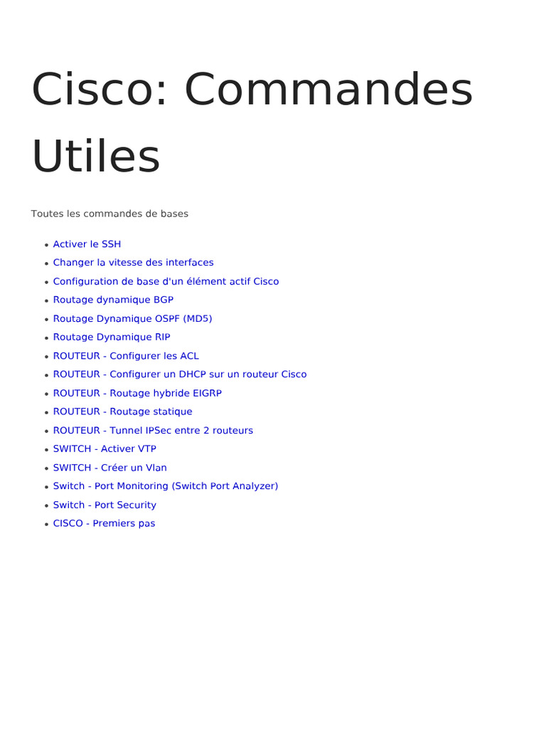 Cisco Commandes Utiles | PDF