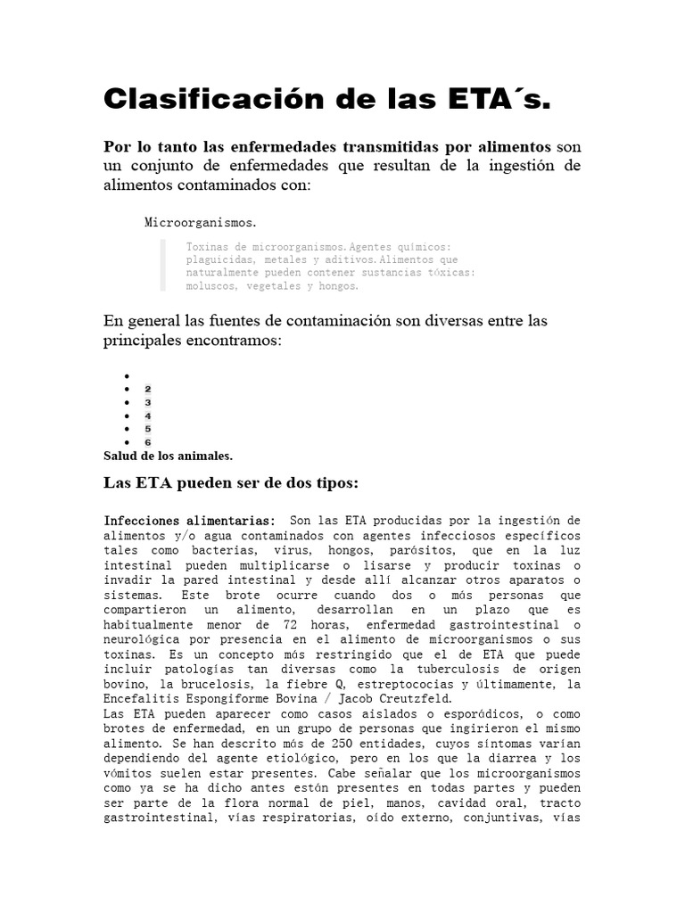 Clasificación de Las ETA S | PDF