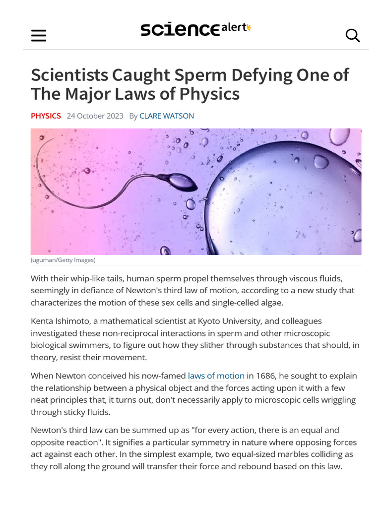 WWW Sciencealert Com Scientists Caught Sperm Defying One of The Major Laws of PH | PDF