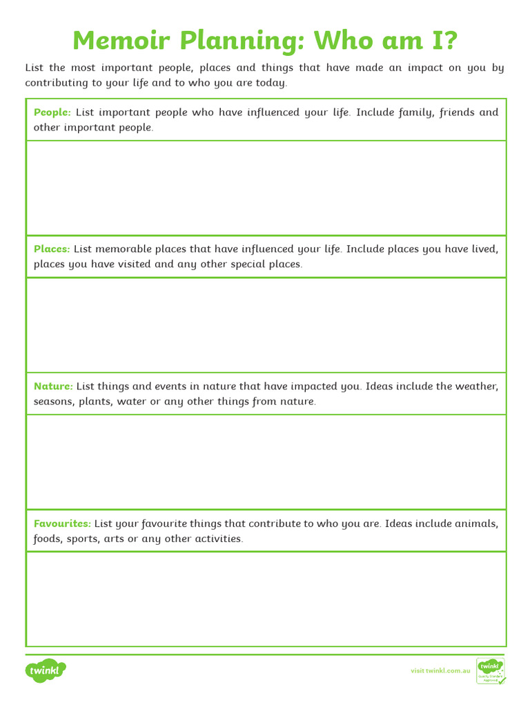 Memoir Graphic Organizer | PDF