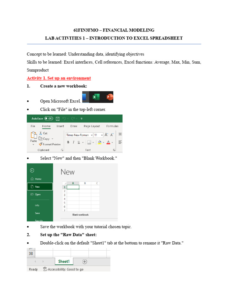 61FIN3FMO Lab1 | PDF | Teaching Methods & Materials