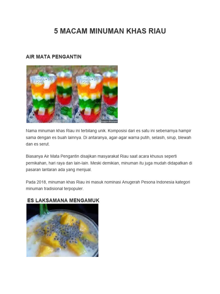 5 Macam Minuman Khas Riau | PDF