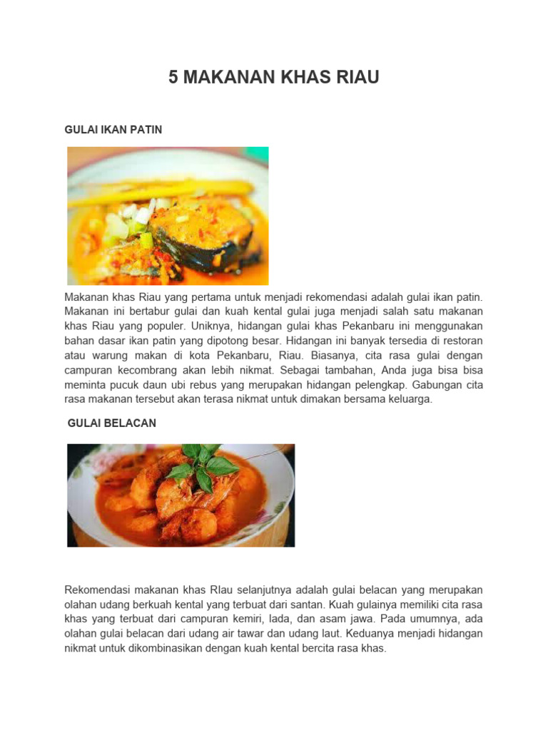 5 Makanan Khas Riau | PDF