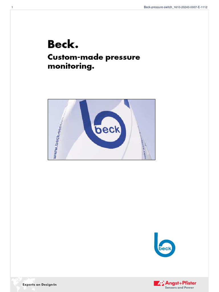 Beck Pressure Switch - 1610 20243 0007 E 1112 | PDF