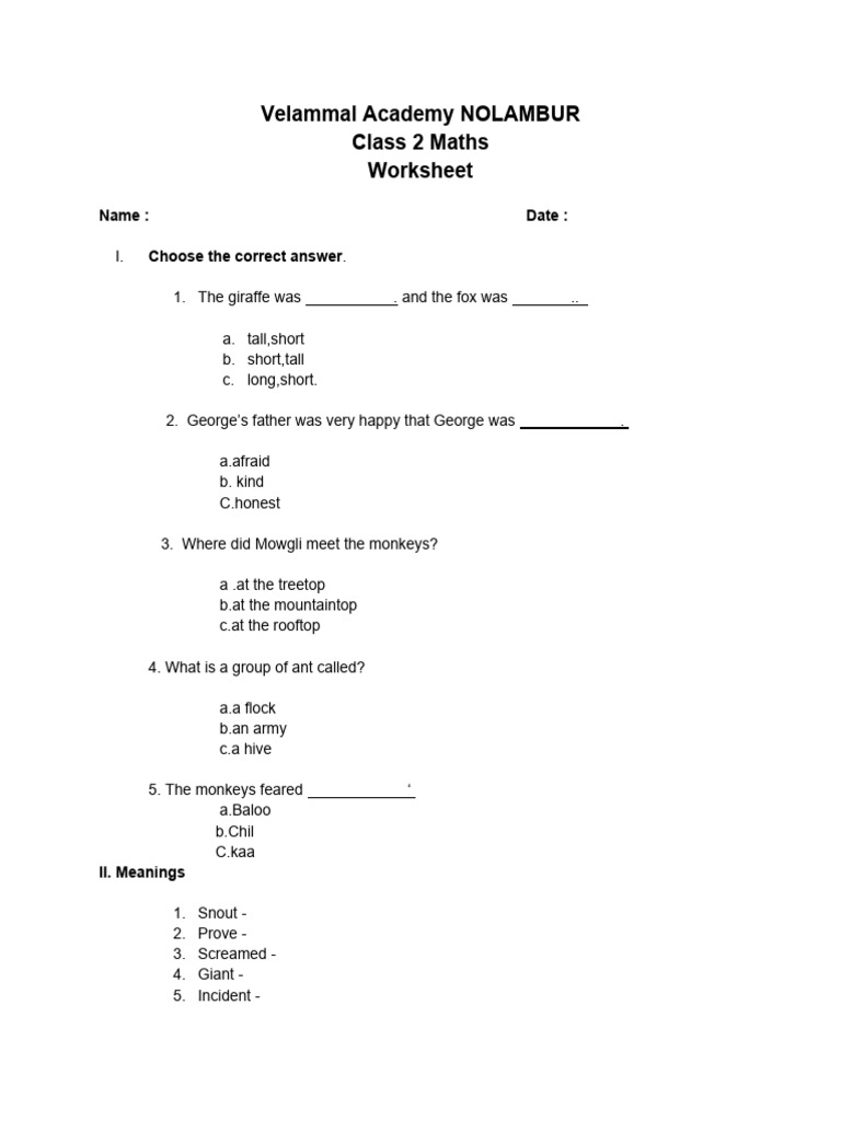 Class2 Eng WS | PDF