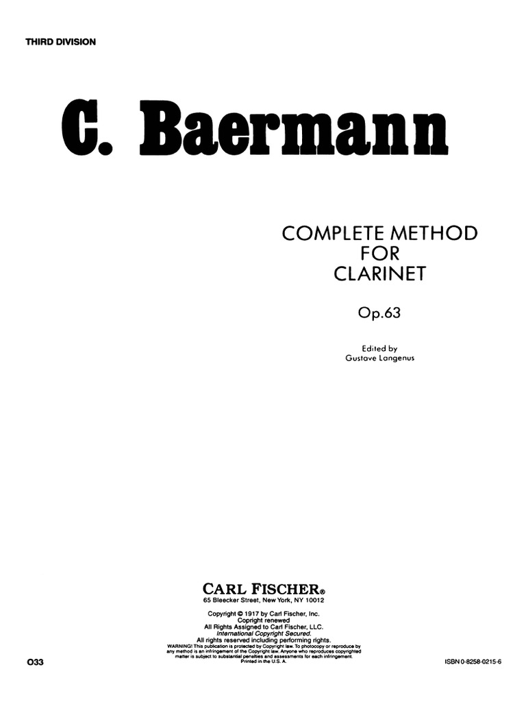 Baermann Method - Op.63 Book 3 | PDF